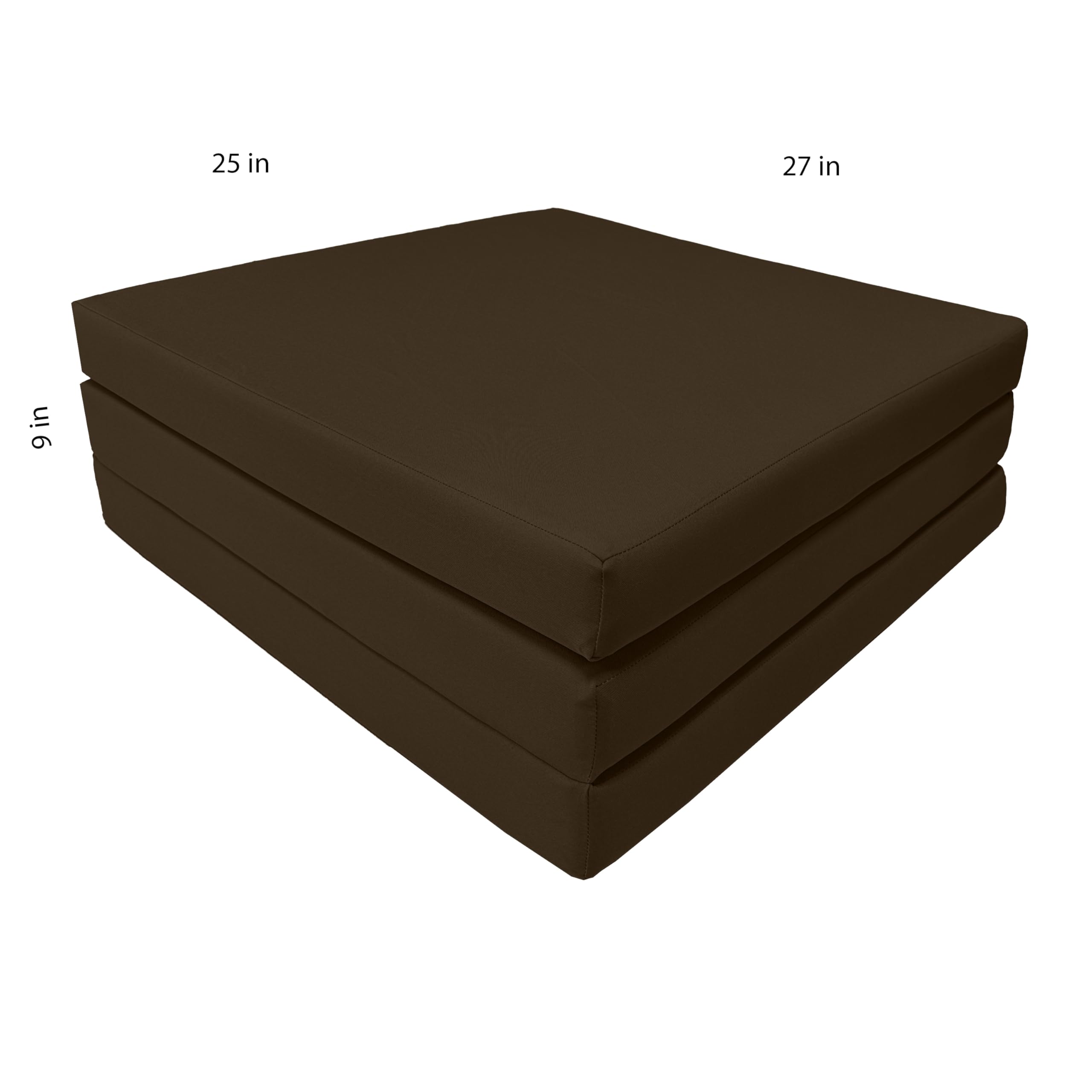 D&D Futon Furniture Brown Trifold Foam Beds 3 x 27 X 75 Inch, Floor Tri-Fold Bed, High Density Foam 1.8 Pounds