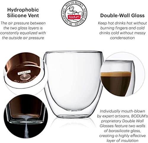 Bodum Assam Double Wall Glass, Set of 2, 0.4 l, 13.5 oz., Clear