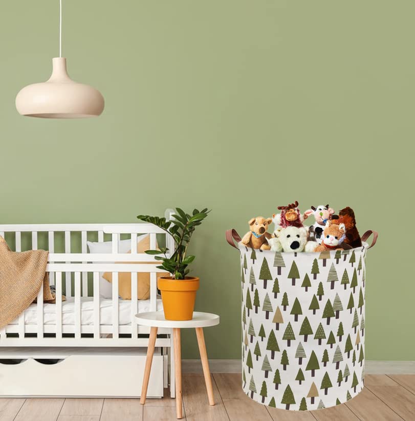 Sanjiaofen Large Storage Bins,Canvas Fabric Laundry Basket Collapsible Storage Baskets for Home,Office,Toy Organizer,Home Decor (Tree)