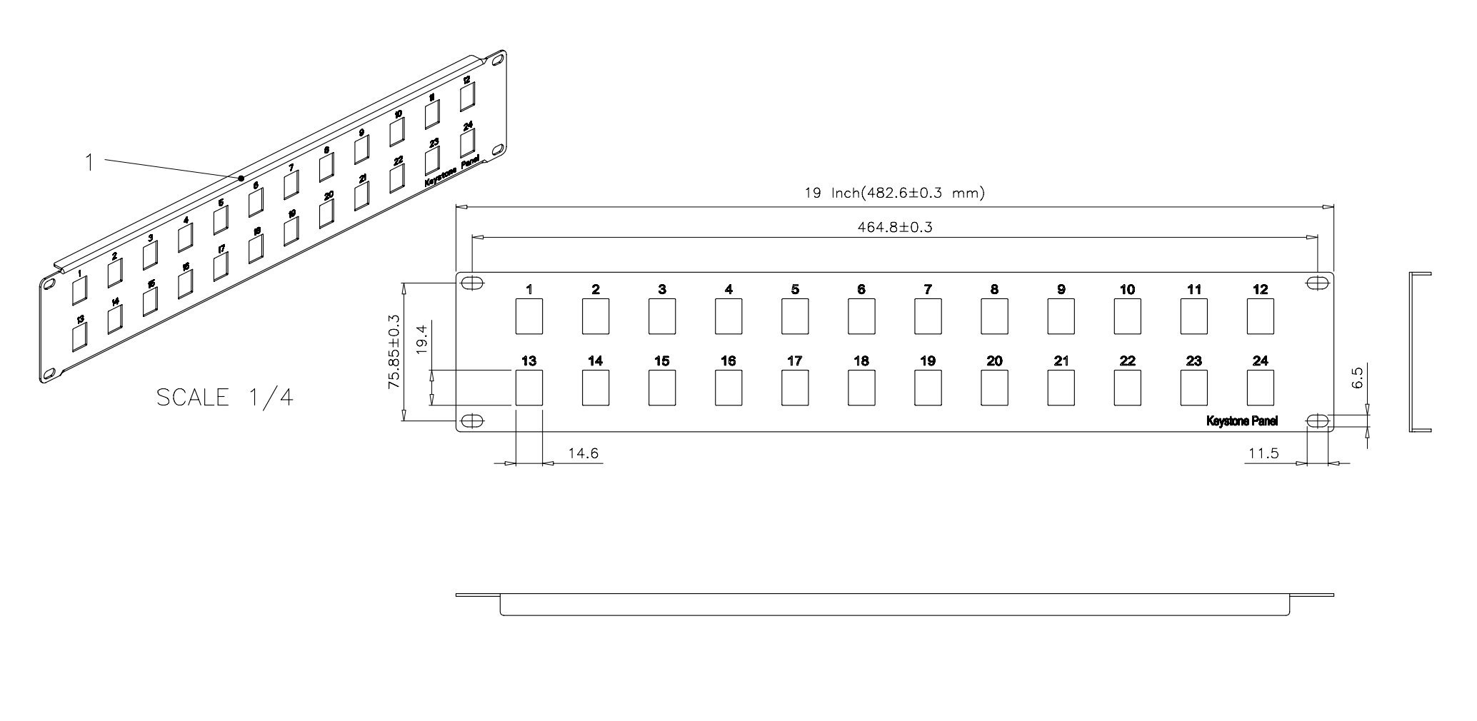 InstallerParts 2U 19" 24 Port Blank Panel for Keystone Jack