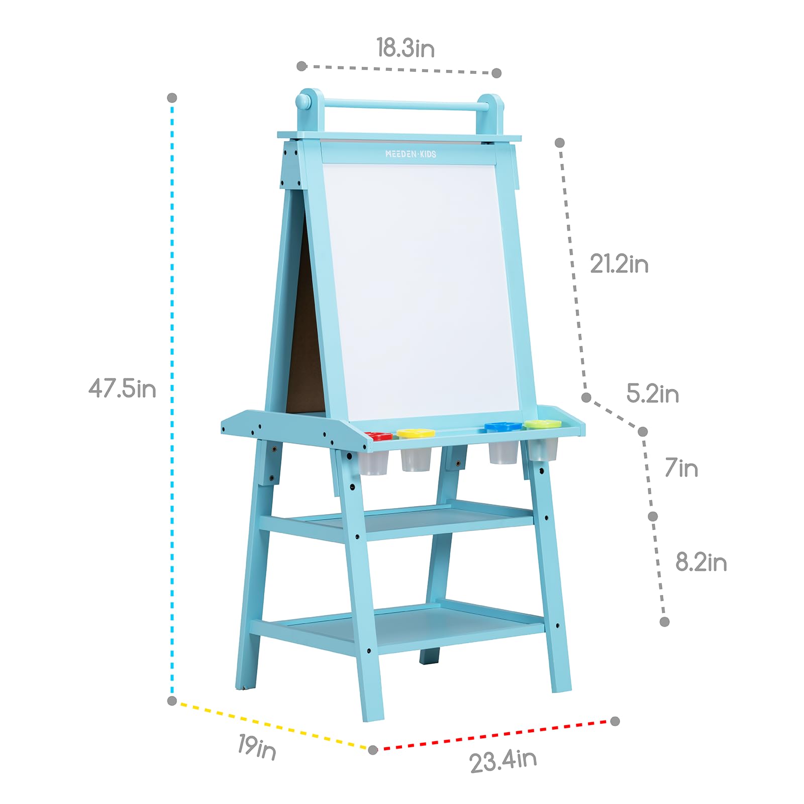 MEEDEN Art Easel for Kids: Double-Sided Solid Pine Wood Kids Easel with Paper Roll - All-in-One Kids Art Easel with Chalkboard & Magnetic Whiteboard - Walnut