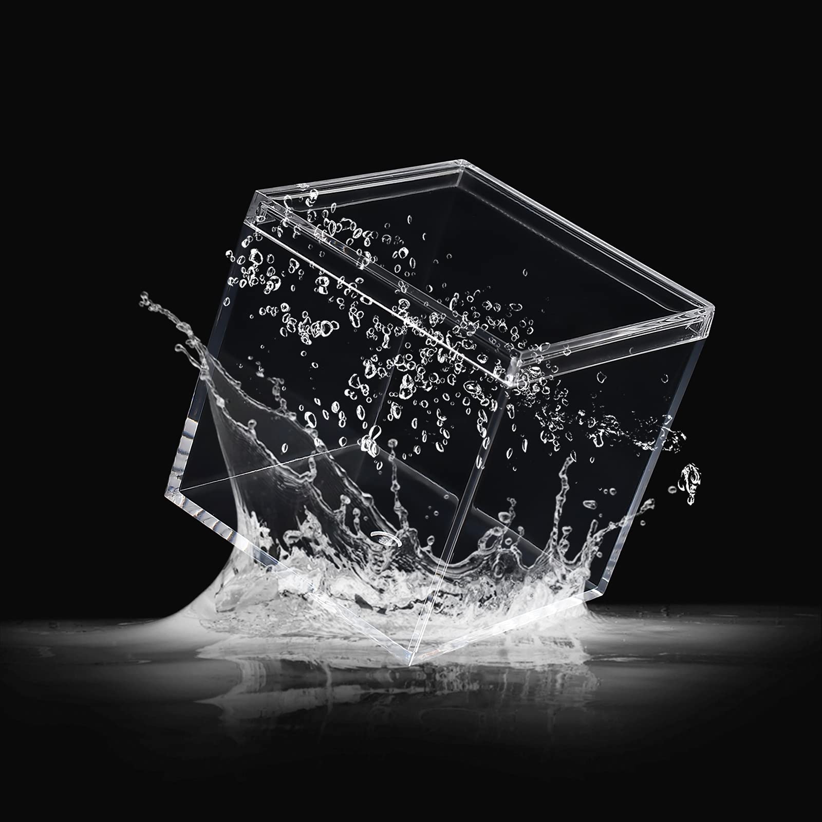 Dayaanee Small Acrylic Box Clear, 2Pcs Plastic Square Cube Containers with Lid Storage Box 2.2x2.2x2.2Inch/55X55X55mm for Candy Pill and Tiny Jewelry