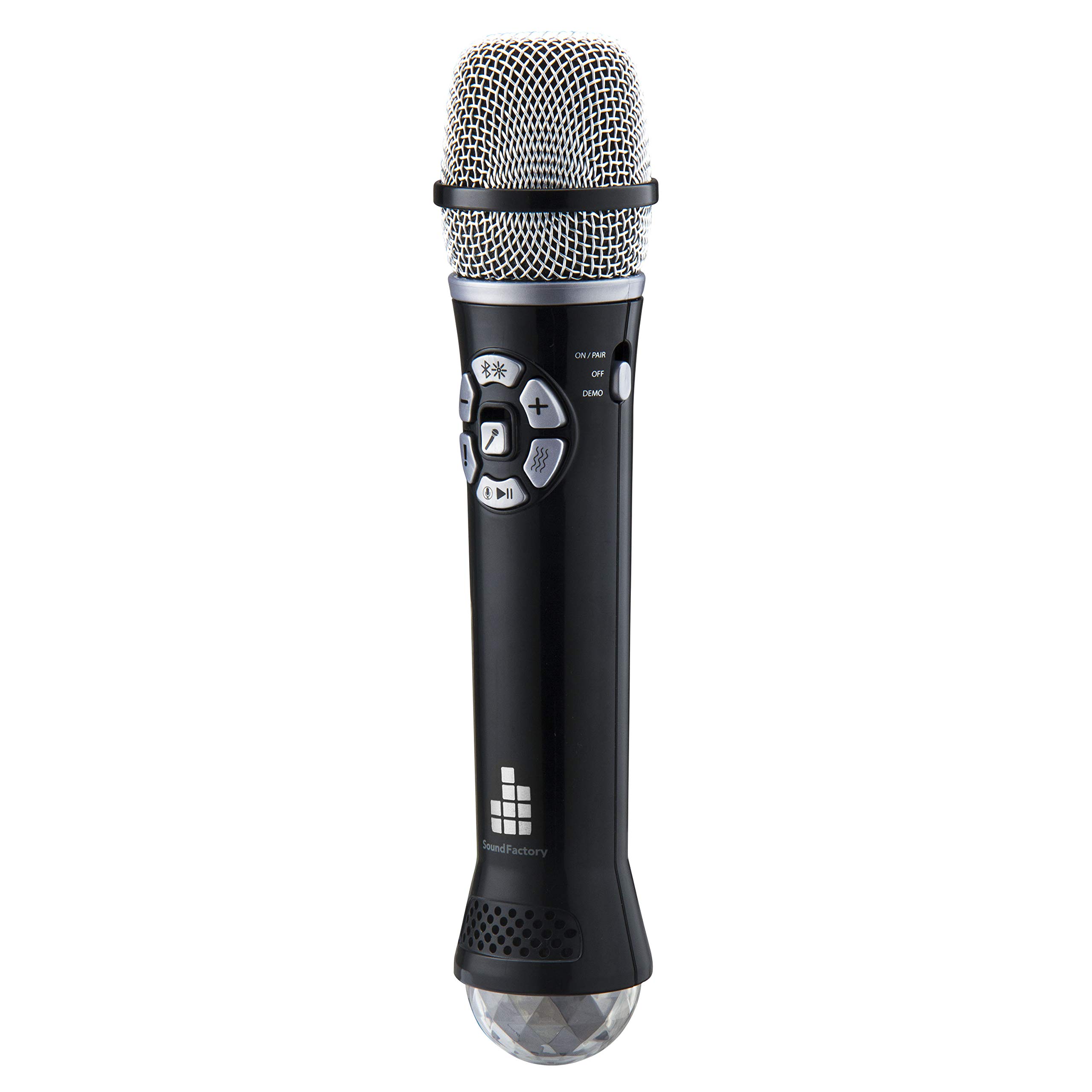 iHome Sound Factory Bluetooth Karaoke Microphone with LED Disco Party Lights,Portable Bluetooth Speaker Compatible with Apple Samsung Siri and Google Assistant,Wireless Microphone for Karaoke Fun