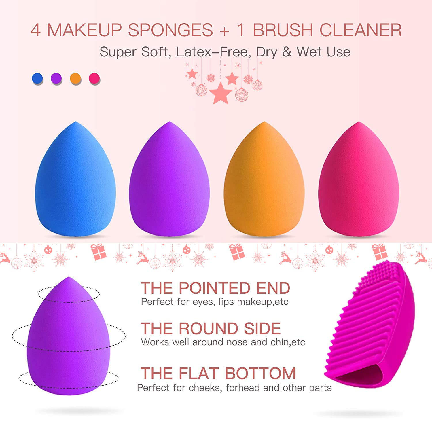 BESTOPE 18 Piece Makeup Brushes, 4 Piece Sponge and 1 Brush Cleaner set, Premium Synthetic Foundation Kit, Champagne Gold Conical Handle, 23 Count
