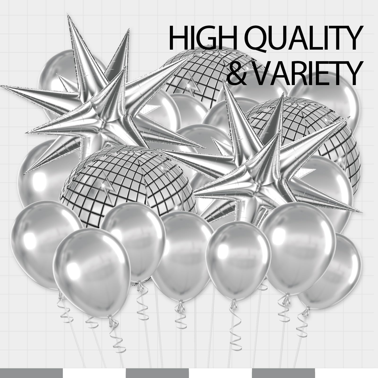 Disco Balloon Arch Garland Kit, Metallic Silver Balloon Arch with Disco Ball Balloons Silver Fringe Disco Ball Backdrop for Birthday Graduation Prom 2024 Disco Party Decorations