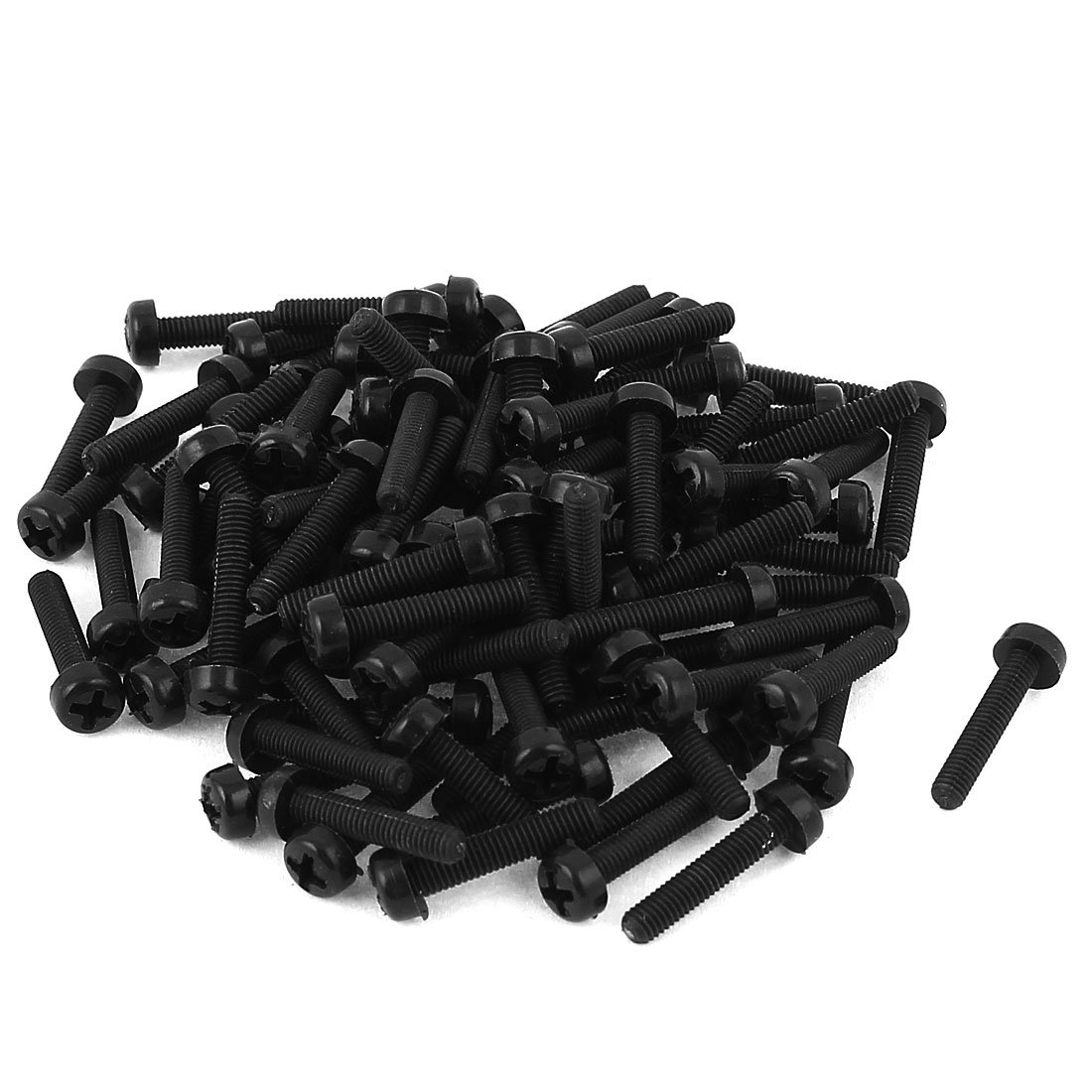 uxcell M3 x 15mm Nylon Phillips Cross Pan Head Machine Screws Black Pack of 50