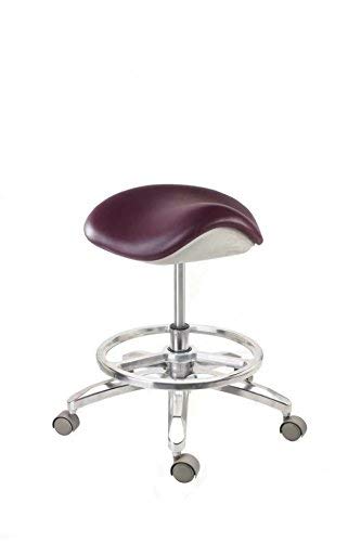 Deluxe Dental Nail Technician Saddle Stool Chair Micro Fiber Leather Height Adjustable