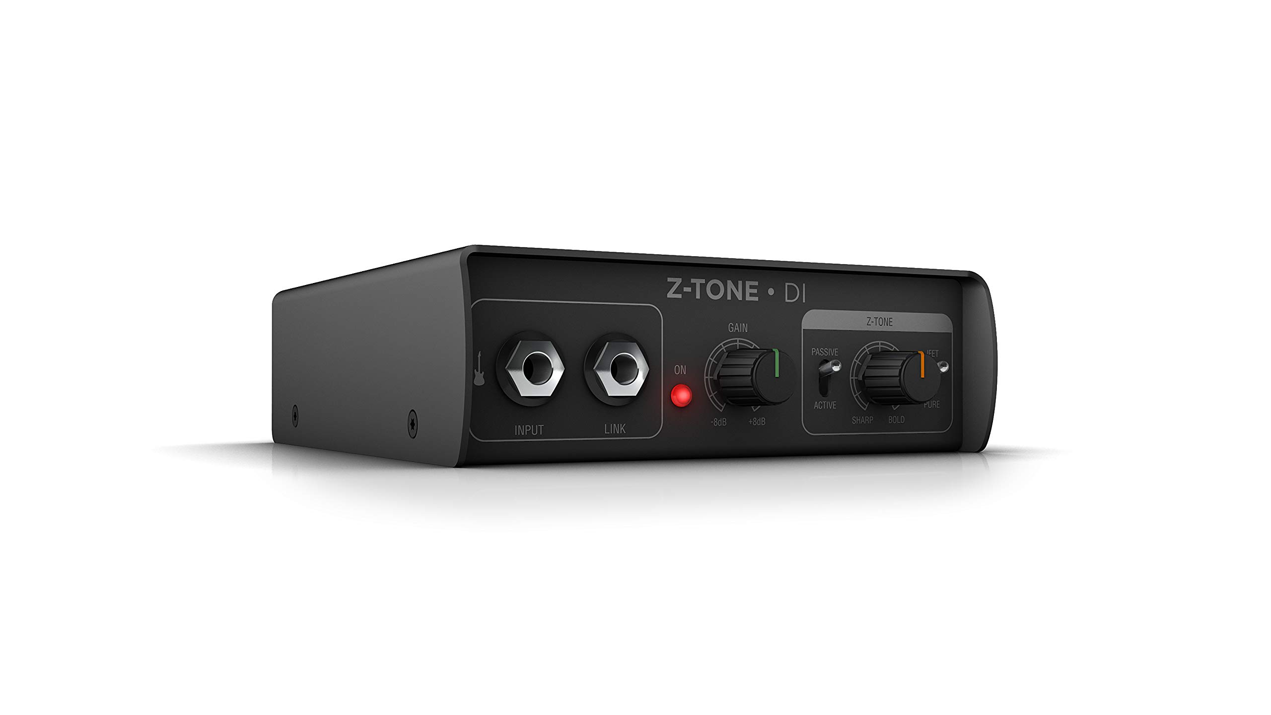 IK Multimedia Z-Tone DI Instrument preamp, Direct Box with Active/Passive Pickups selector, switchable Pure/JFET Channels, and Ground Lift for use as a reamp Box