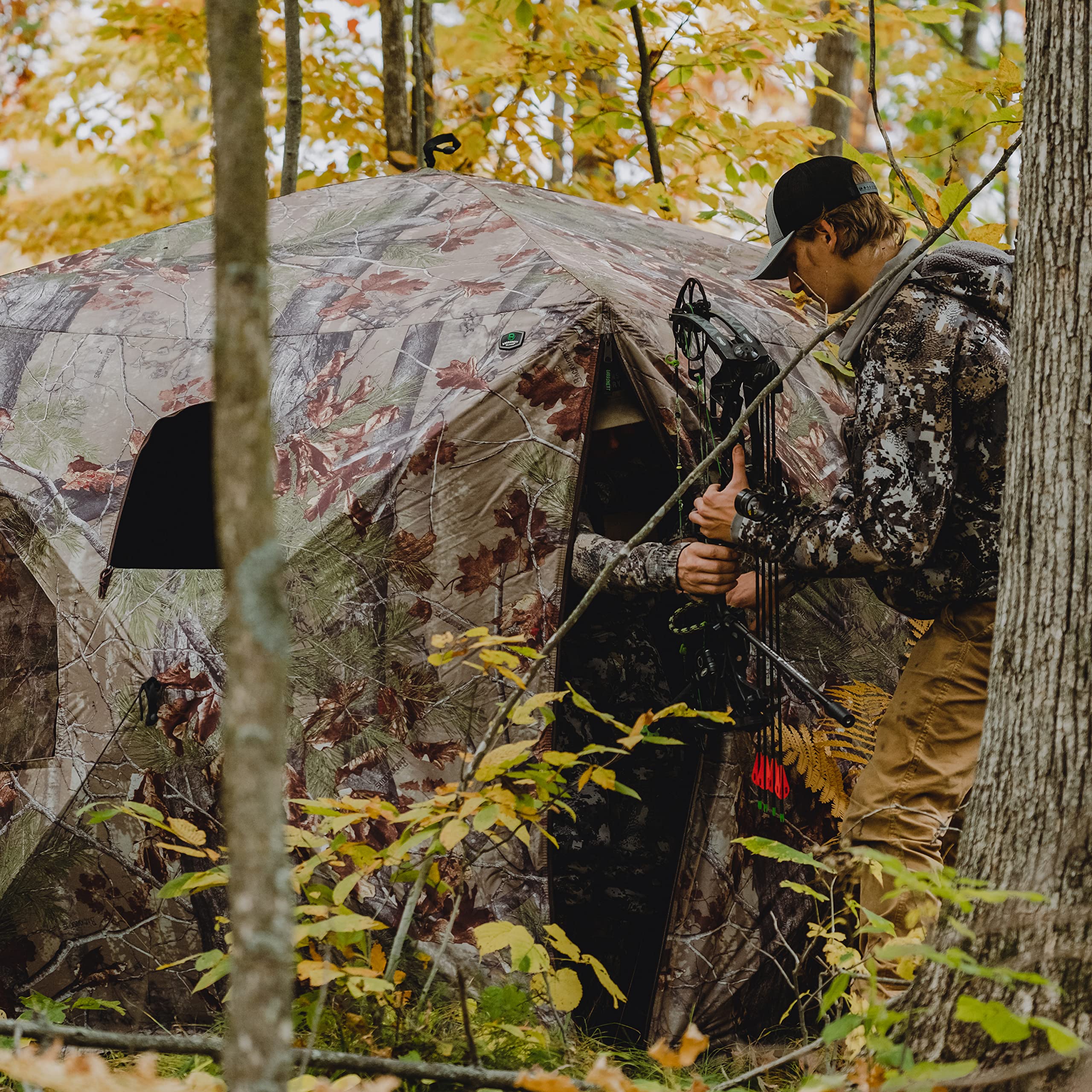 Barronett Blinds PT550BW Pentagon Pop Up Portable Hunting Blind, Bloodtrail Backwoods Camo