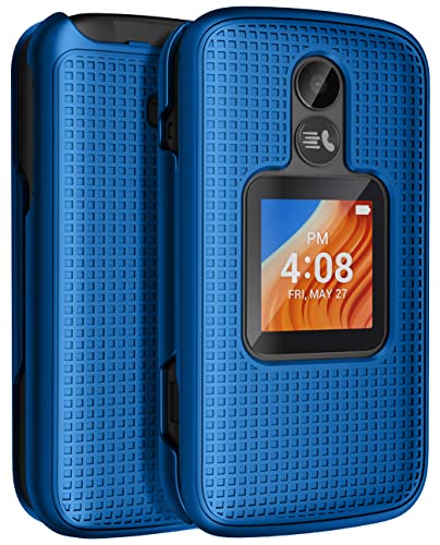 Case for Alcatel TCL Flip 2 Phone (2022), NakedcellPhone [Grid Texture] Slim Hard Shell Protector Cover for T408DL / TFALT408DCP - Cobalt Blue