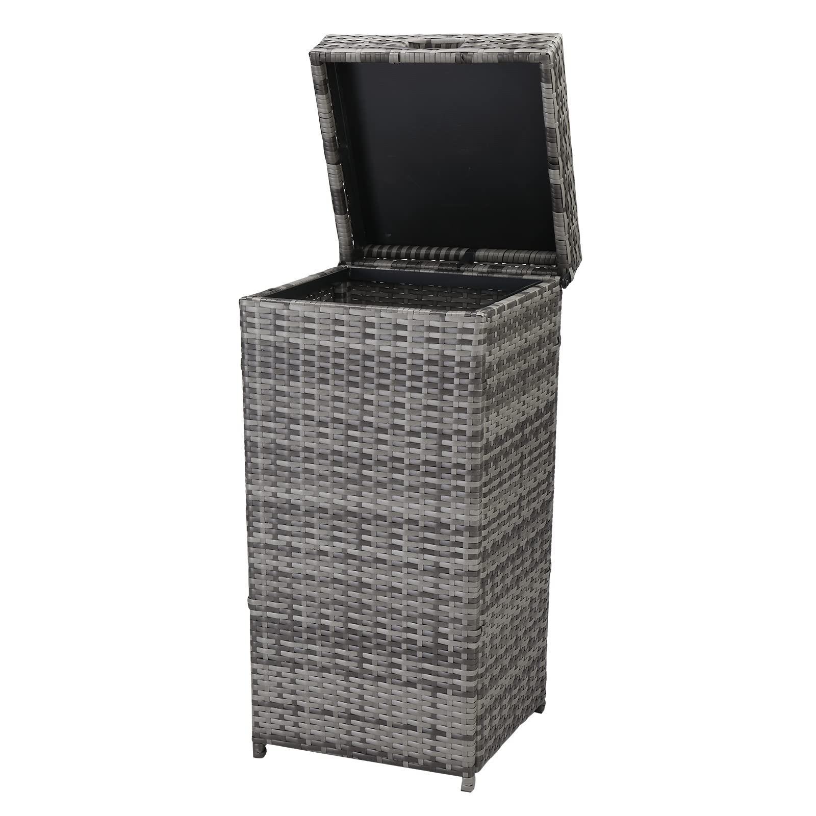 Pinikuyiro 27 Gallon Hideaway Can Rattan Outdoor Trash with Lid Use in Backyard, Deck, or Patio (Grey)