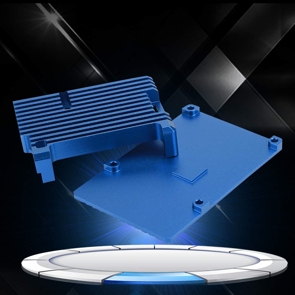 ASHATA Case for Raspberry Pi, Aluminum Alloy Housing with External Slot Built-in Hot Column Enclosure Technology Design Case for Raspberry Pi 4(Blue)