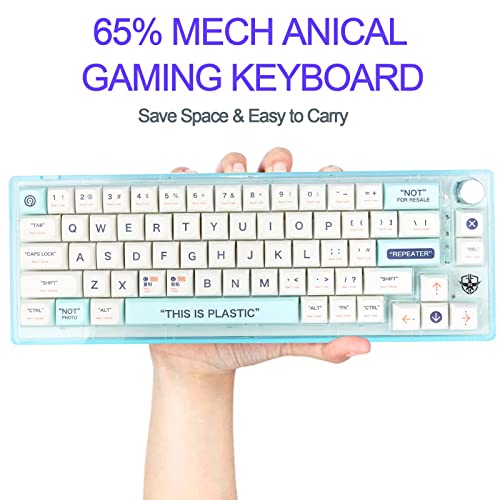 BOYI TD66 RGB Tri-Mode Hot Swappable 65% Mechanical Gaming Keyboard with Knob,66 Key 2.4Ghz/Bluetooth 5.0/Wired Gateron Yellow Switch Programmable Keyboard for Mac/Win/Gamers(Plastic XDA Keycaps)
