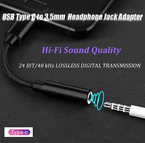 USB C to 3.5mm Pixel 2 Headphone Jack Adapter, Sartyee Nylon Braided DAC Chipset Type C to 3.5mm Audio Adapter USB C to 3.5mm with Realtek Noise Reduction Chip for Pixel 2/XL, HTC U11, Essential ph-1