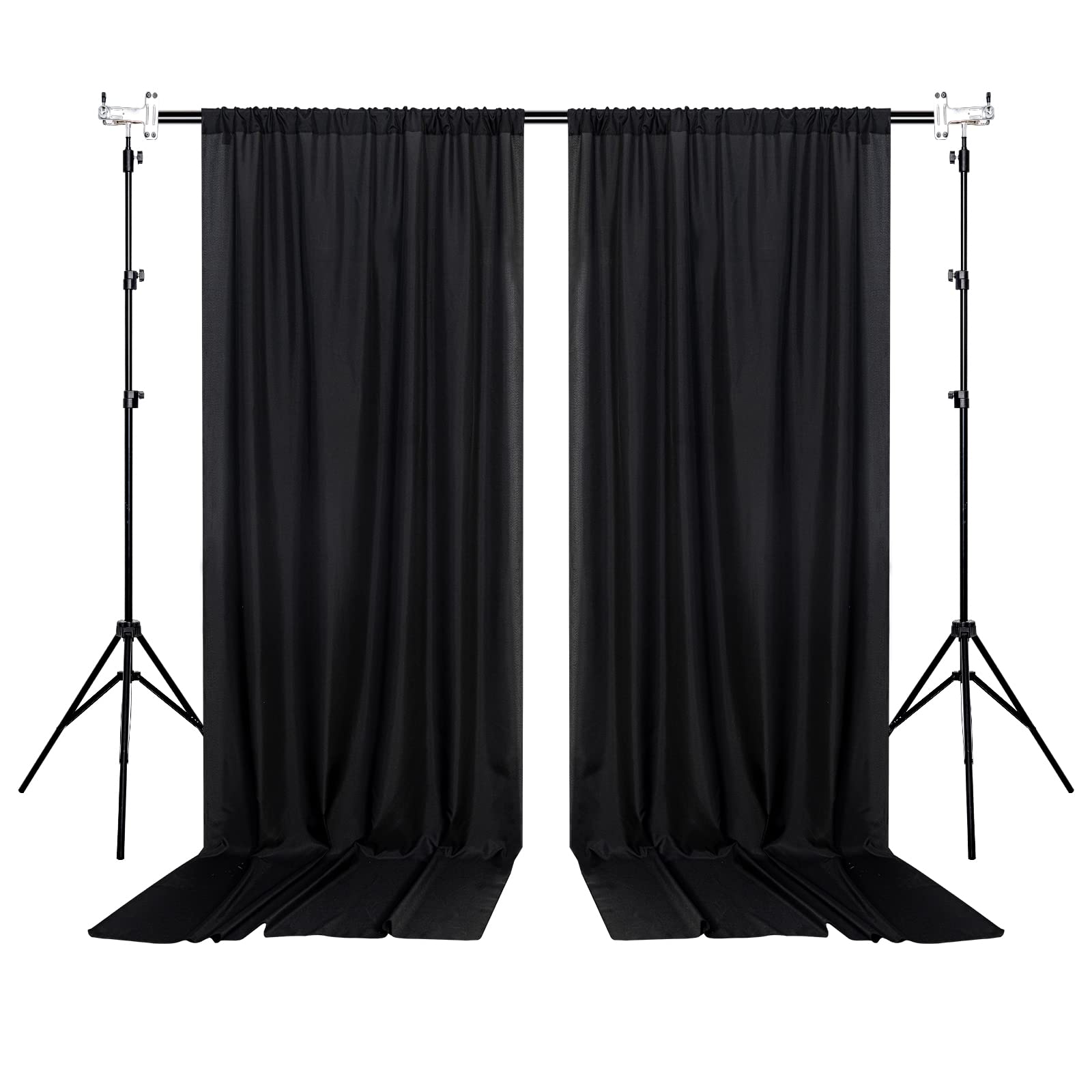 Black Backdrop Curtain for Party Black Background Curtains Rod Pocket Backdrop Drapes Panels Fabric Curtain Backdrop Black Birthday Party Decor for Boys Teens Men,5ft x 10ft, 2 Panels
