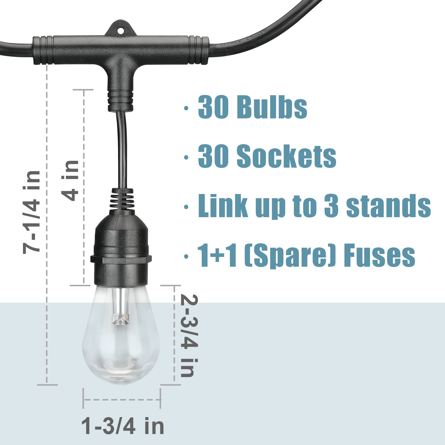 iMagic Outdoor String Lights, 98 Ft Smart RGB Patio Lights, 30 LED Bulbs Multi Color String Lights, for Alexa/Google Assistant, App Control, 2.4 GHz Only, IP65 Waterproof, Meet to U.S. Standards