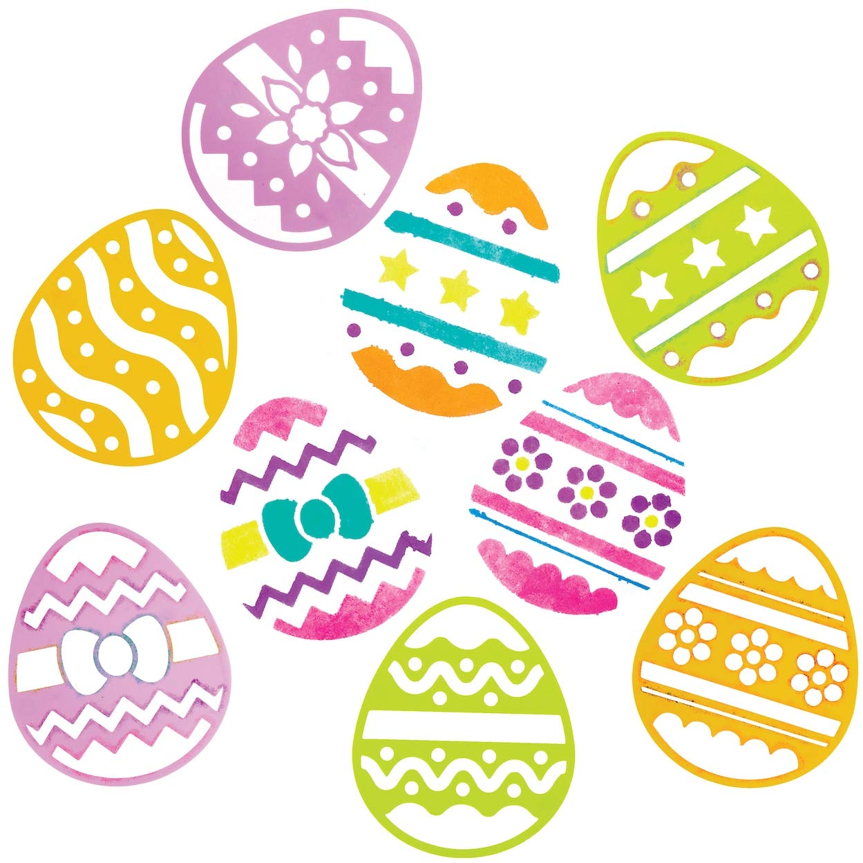 Baker Ross AT441 Easter Egg Stencils - Pack of 6, Creative Easter Art and Craft Supplies for Kids to Make and Decorate