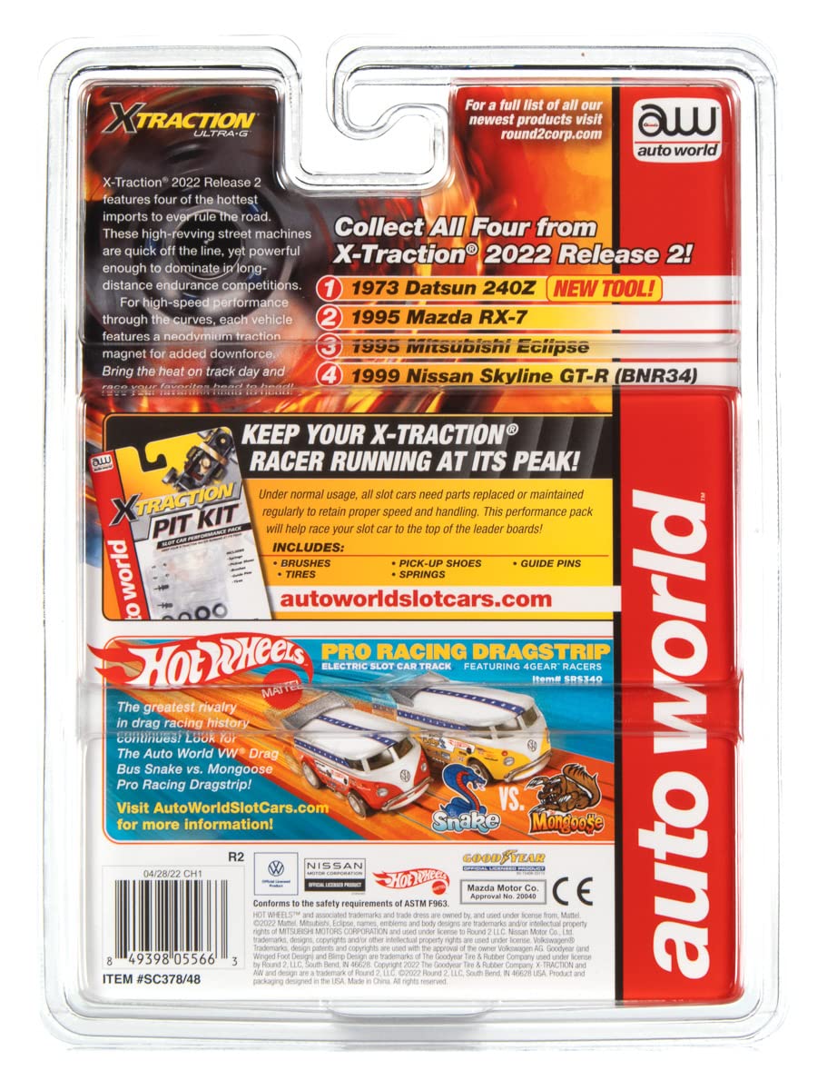 Auto World Xtraction Import Heat 1999 Nissan Skyline GTR (Red/Gray) HO Scale Slot Car