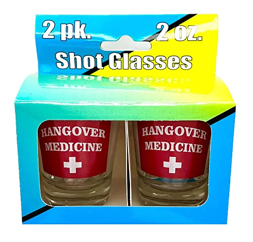 Black Ball Corp. Hangover Medicine - 2oz Novelty Shot Glass - 2 Piece Set