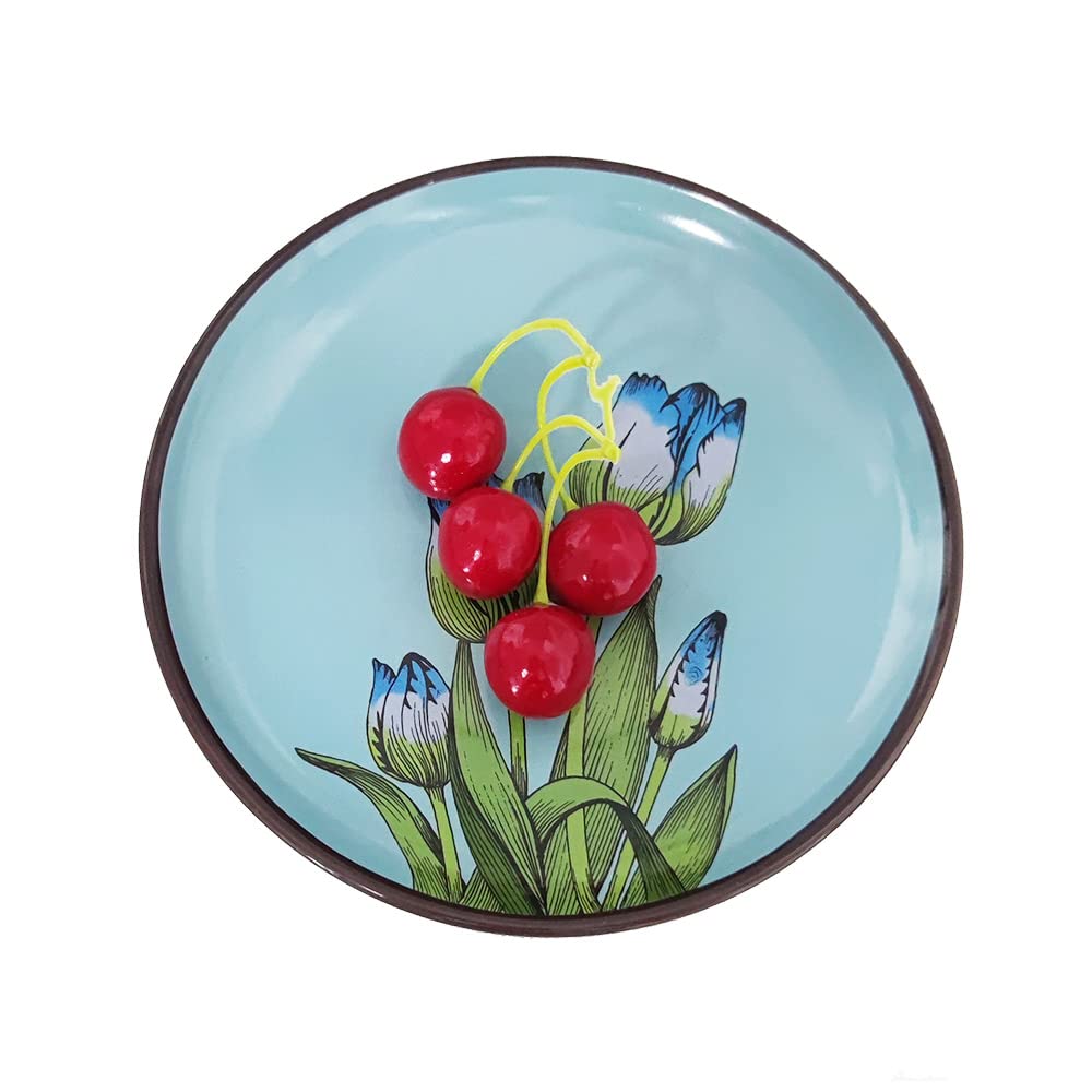 Bicuzat 6-Inch Porcelain Snack Plate, Banquet Dessert Plate, Beautiful Flower Pattern, Set of 4