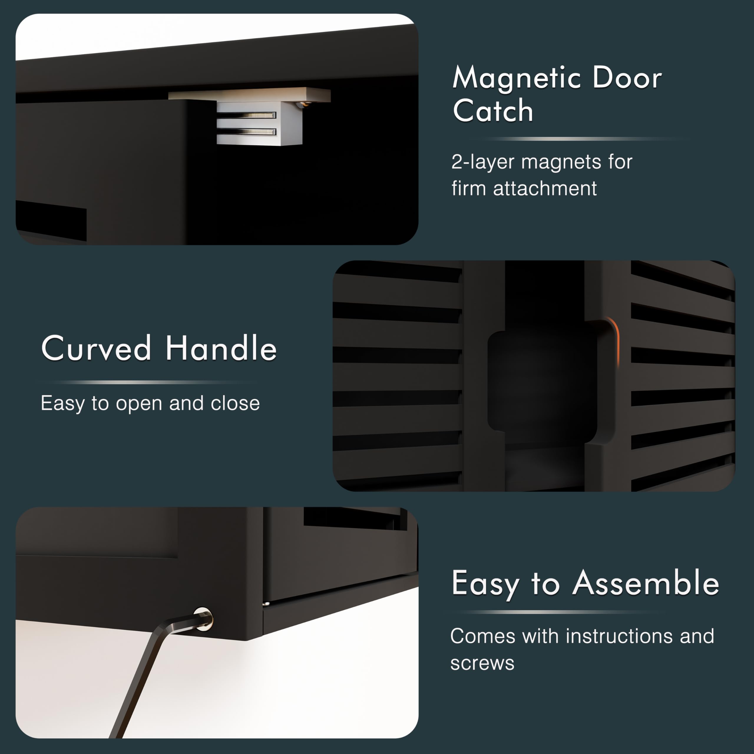 HITNET Black Bathroom Storage Cabinet, Hanging Medicine Cabinet with Adjustable Shelf, Bamboo Over The Toilet Wall Mounted Space Saver Organizer, Double Doors