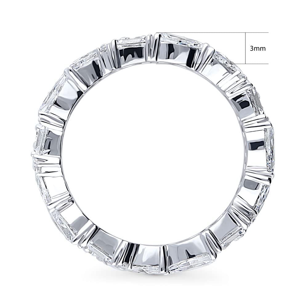 BERRICLE Sterling Silver Cluster Pear Cut Cubic Zirconia CZ Statement Fashion Anniversary Eternity Ring for Women, Rhodium Plated Size 9