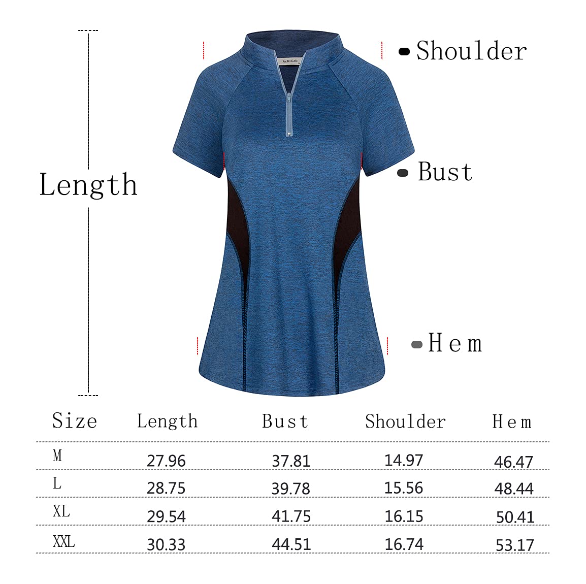 AxByCzD Zip Shirts for Women Short Sleeve Active Exercise Tunics Boutique V Neck Workout Gym Yoga Golf Tops Grey XX-Large