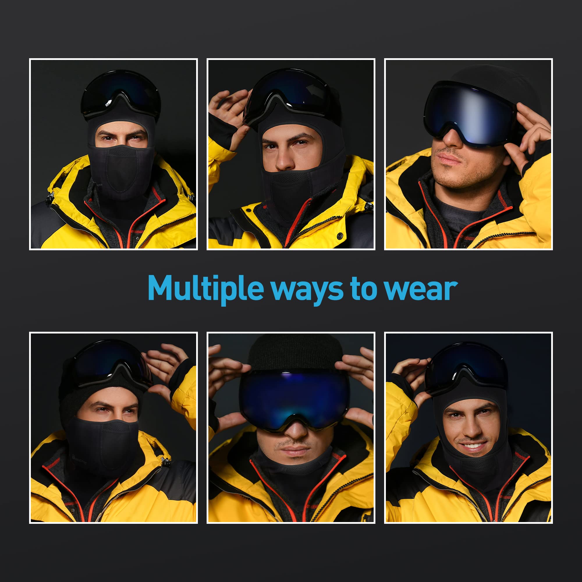 Balaclava Ski Mask - Face Mask for Cold Weather - Windproof Balaclava Hood - Motorcycle Full Face Mask Black