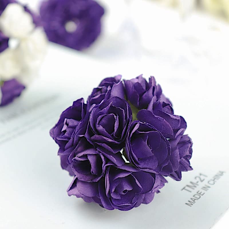 Balsa Circle 144 Purple Craft Paper Roses - Mini Flowers for DIY Wedding Birthday Party Favors Decorations Supplies Bulk