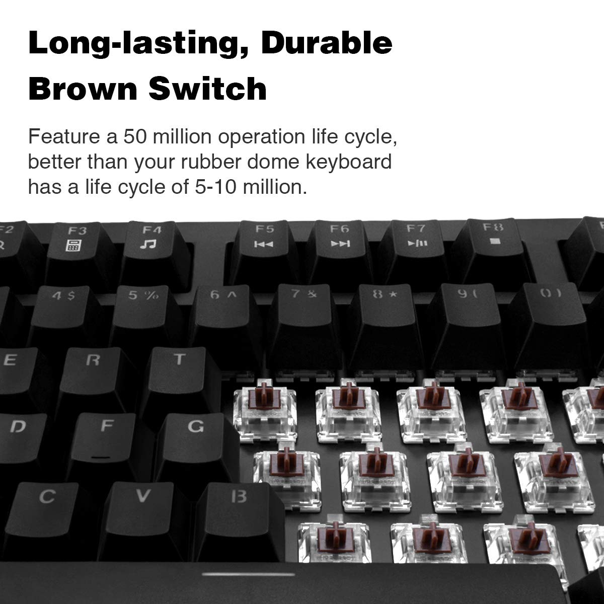 VELOCIFIRE VM01 Mechanical Keyboard 104-Key Full Size with Brown Switches LED Illuminated Backlit Anti-ghosting Keys for Copywriter, Gamer and Programmer