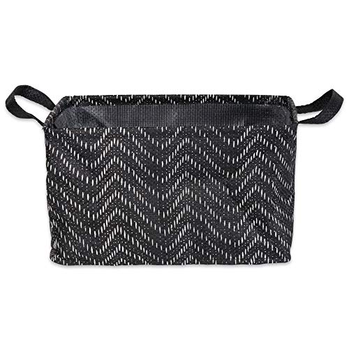 DII Collapsible Waterproof Chevron Laundry Bins, Medium Rectangle, Black/White, 2 Piece