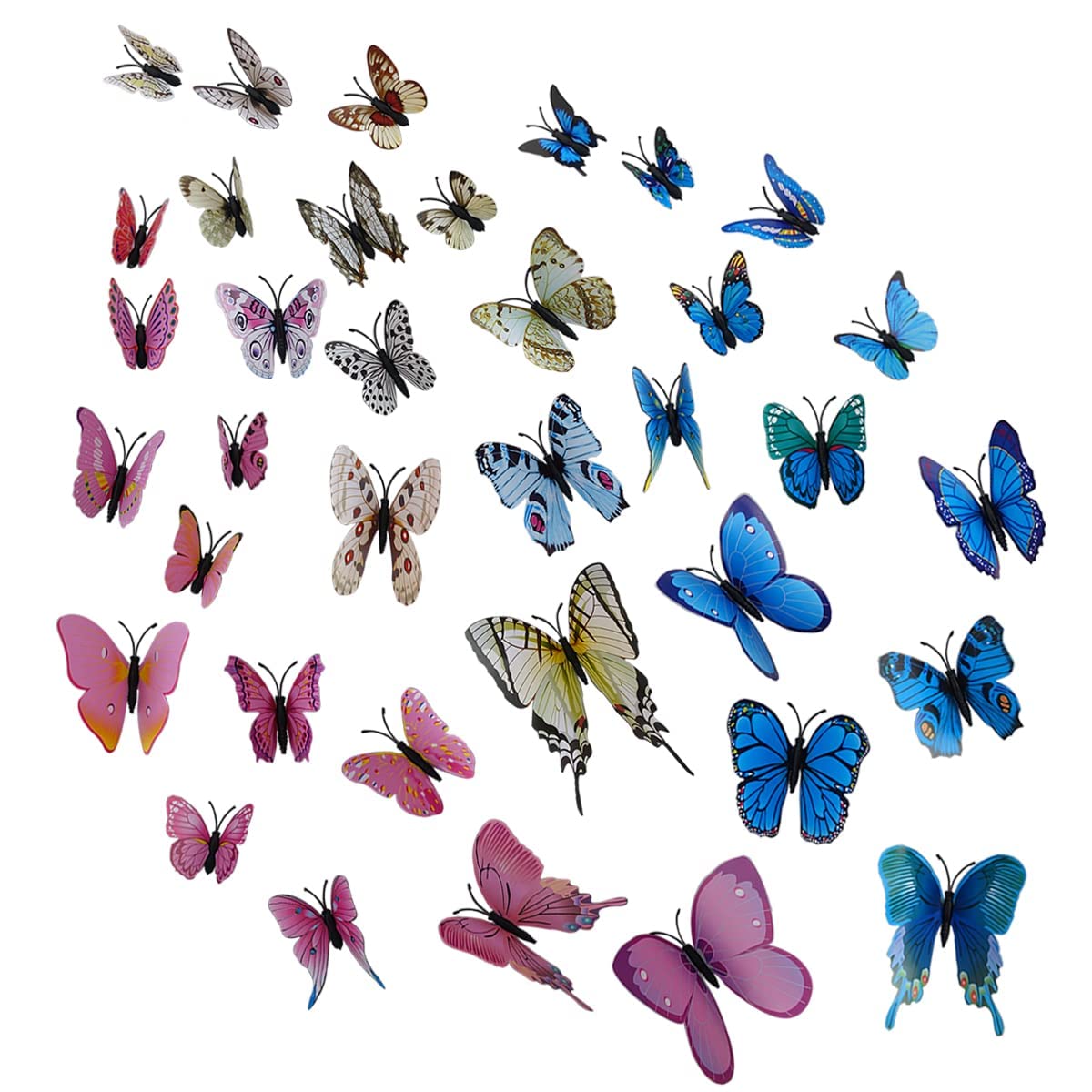Nastaus 36PCS Magnetic Butterfly Wall Stickers,Artificial Butterfly Decoration,3D Butterfly Sticker for Home Kitchen Fridge Garden Birthday Party Wedding Decor