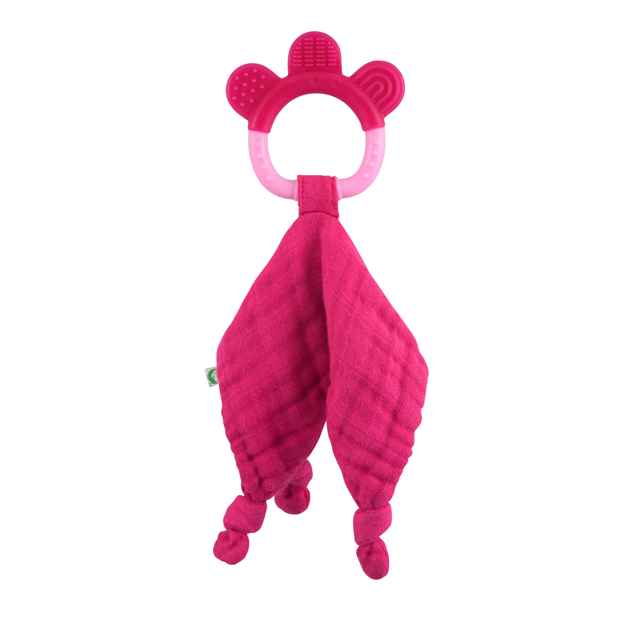 green sprouts Muslin Blankie Teether made from Organic Cotton | Soothes gums & promotes healthy oral development | Multiple textures massage gums, wet knots for extra relief, Easy to hold & chew