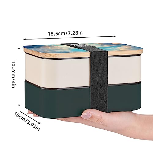Cloudy Sky Adult Lunch Box, Bento Box, With Cutlery Set Of 3, 2 Compartments, Rectangular, Lunch Box For Adults