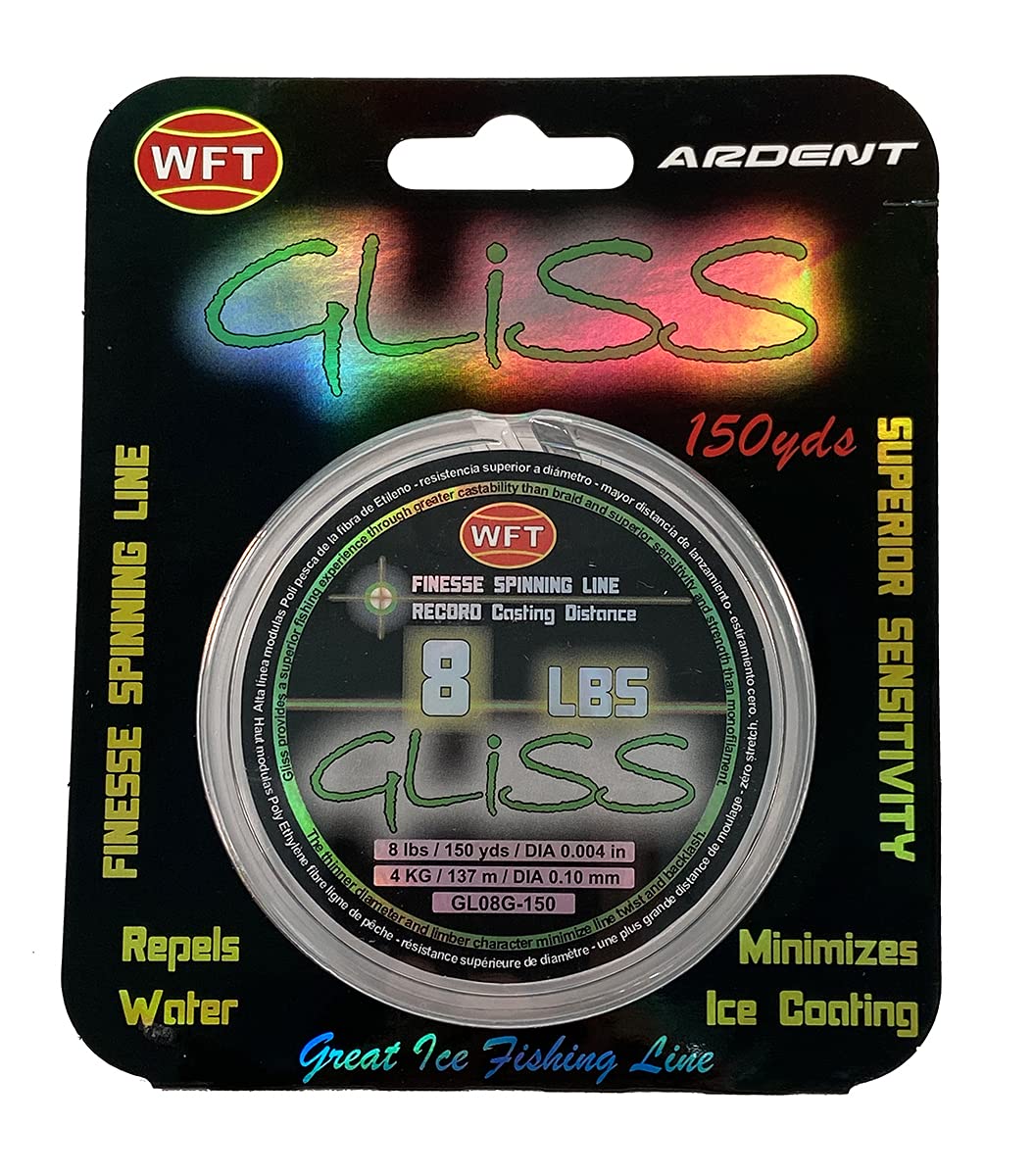 Ardent Gliss Fishing Line, 8 Pound Test, 150 Yards, Zero Stretch Polyethylene Fiber, Green