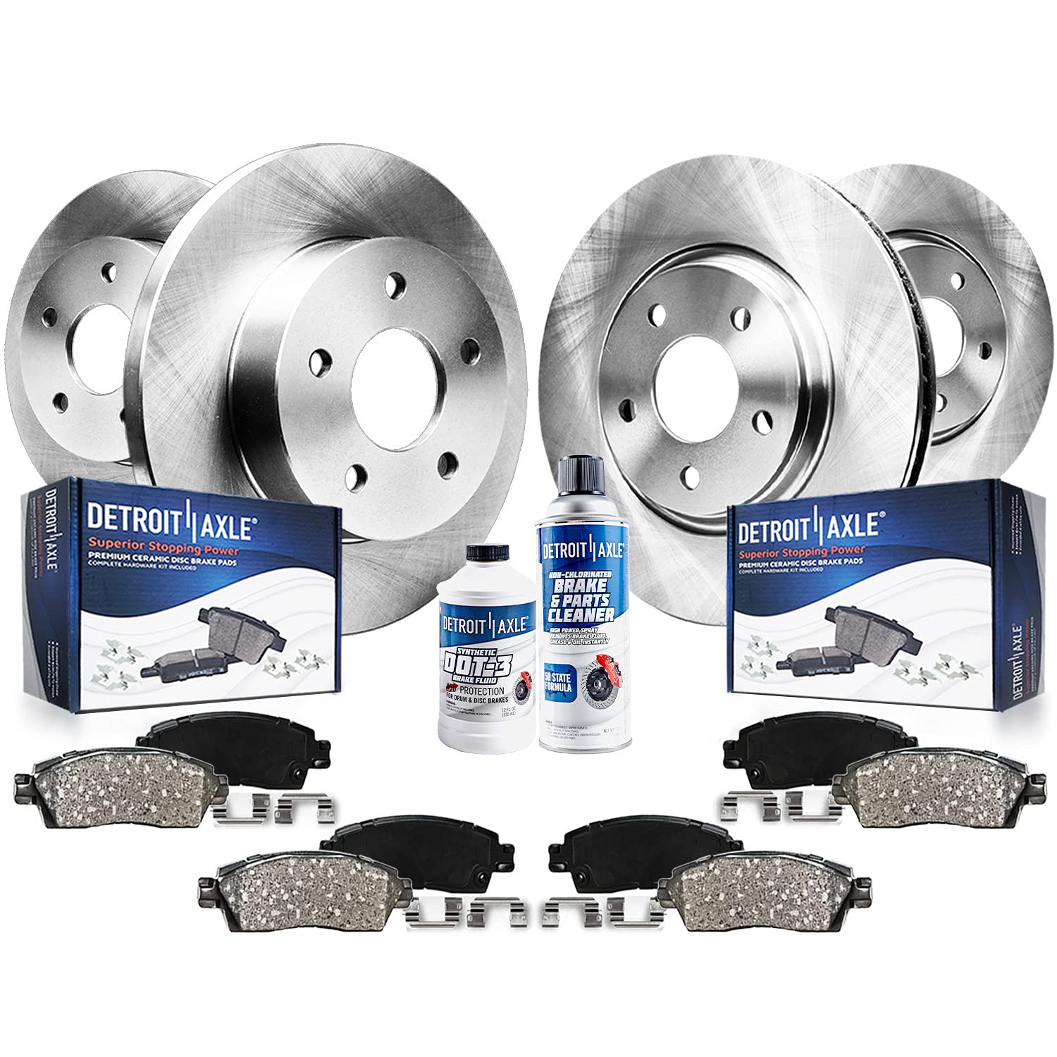 Detroit Axle - Brake Kit for Toyota Sienna Highlander Lexus RX350 RX450h Disc Brake Rotors Ceramic Brakes Pads Front and Rear Replacement : 12.91'' inch Front Rotor