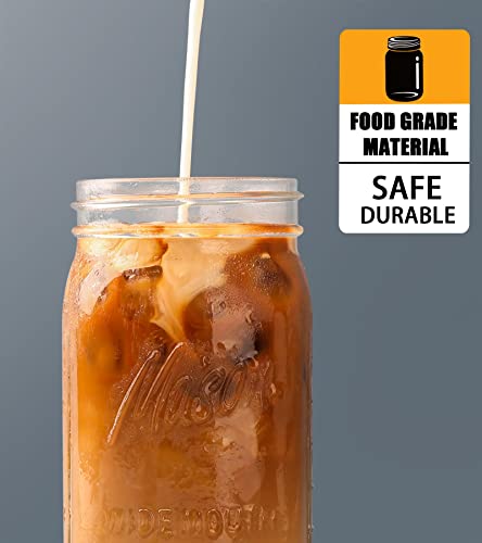 Glass Mason Jar 32 oz Pitcher, 4 Pack Quart Mason Jar Pitcher with Wide Mouth Airtight Lid, Heavy Duty Glass Pitcher for Cold Brew, Ice Tea, Coffee, Sun Tea, Juice, Breastmilk