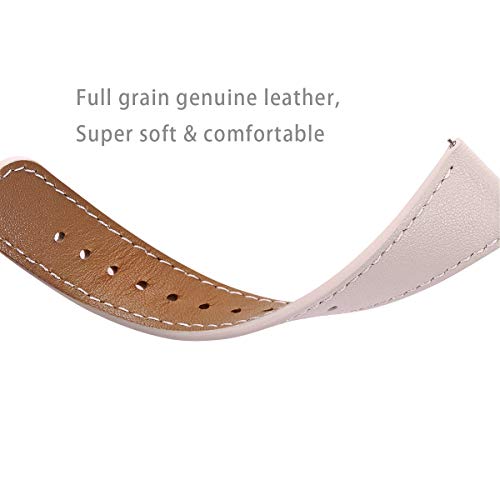 WFEAGL for Fitbit Versa Bands, Top Grain Leather Band Replacement Strap for Fitbit Versa/Versa 2 /Versa Lite/Versa SE Fitness Smart Watch (PinkSand Band+ Rosegold Buckle)