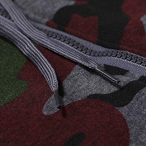 Men's Pullover Winter Workout Thenlian Men's Long Sleeve Camouflage Hoodie Hooded Sweatshirt Top Tee Outwear Blouse(Dark Gray, L )
