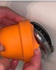 Bath Tub Overflow Drain Cover, Trip Lever Cover, Protects from Accidental Contact of Lever, Overflow Plate Cover, Use Lever While Installed, Durable, Soft, Kids Can't Pull Off, Easy Install (Orange)