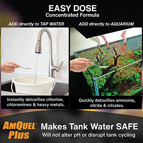 Kordon Amquel Plus Aquarium Water Conditioner - Instantly Detoxifies Ammonia, Nitrite, Nitrate, and Chlorine Remover for Freshwater & Saltwater Aquariums, 1 Gallon