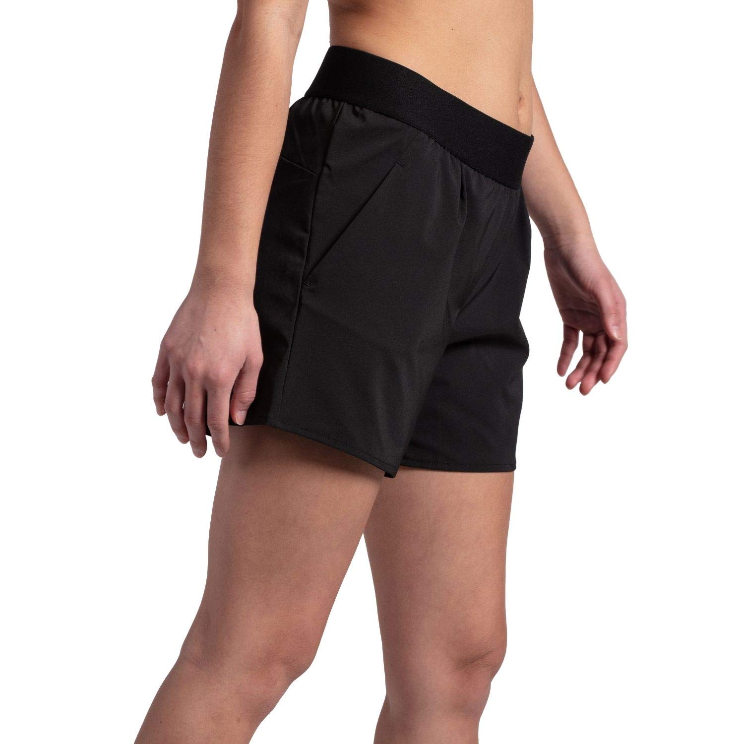 Baddle Women's 5" Stretch Woven Pickleball Short with Inner Brief (Black, Medium)