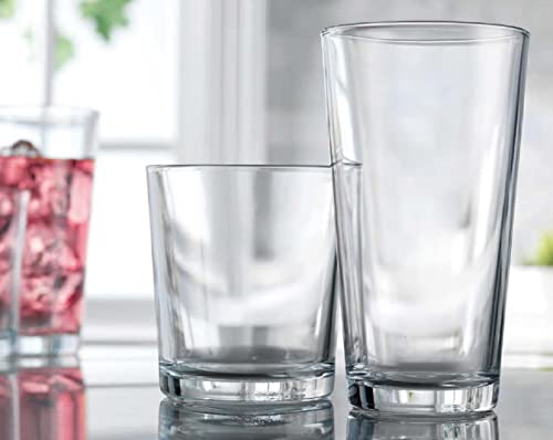 Glaver's Drinking Glasses Set of 8 Mixed Glassware Set, 4 Highballs 17 Oz., 4 Whiskey Glasses 13 Oz., Great For Cocktail Whisky and other Beverages. Dishwasher Safe.