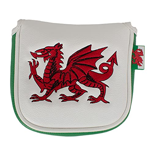 Asbri Golf Wales Mallet Putter Cover, White, Red, Green