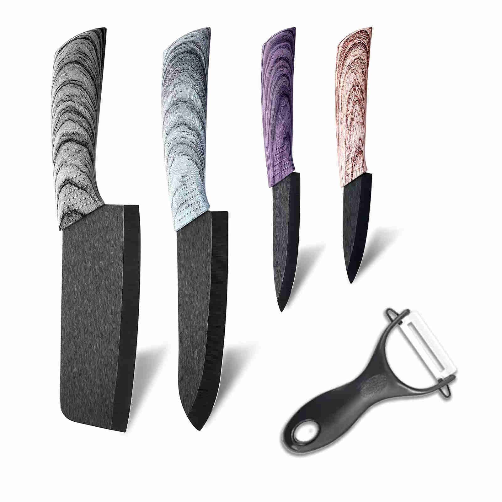 Ceramic Knife Sets for Kitchen with Block Holder,4 Piece Ceramic Chef's Paring Knife with Steath,Vegetable Cutting Knife Lettuce Knife Suitable for Fruits, Vegetables and Meat (with holder)