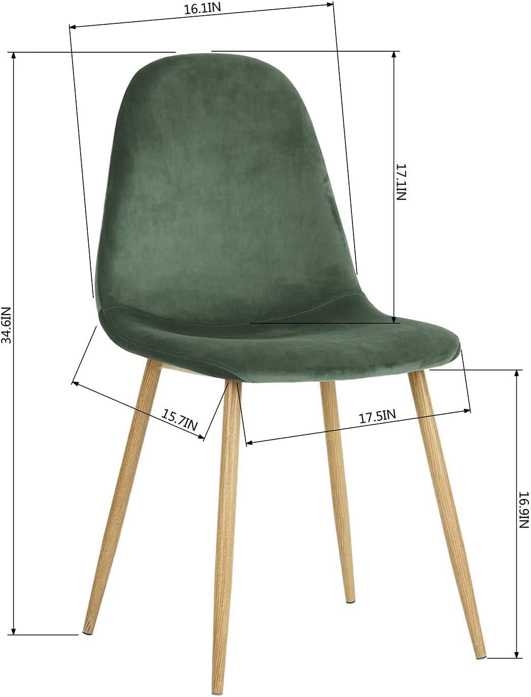 GreenForest Velvet Dining Chairs Set of 4,Dining Kitchen Room Chairs, Mid Century Modern Upholstered Side Chairs with Metal Legs,Dark Green
