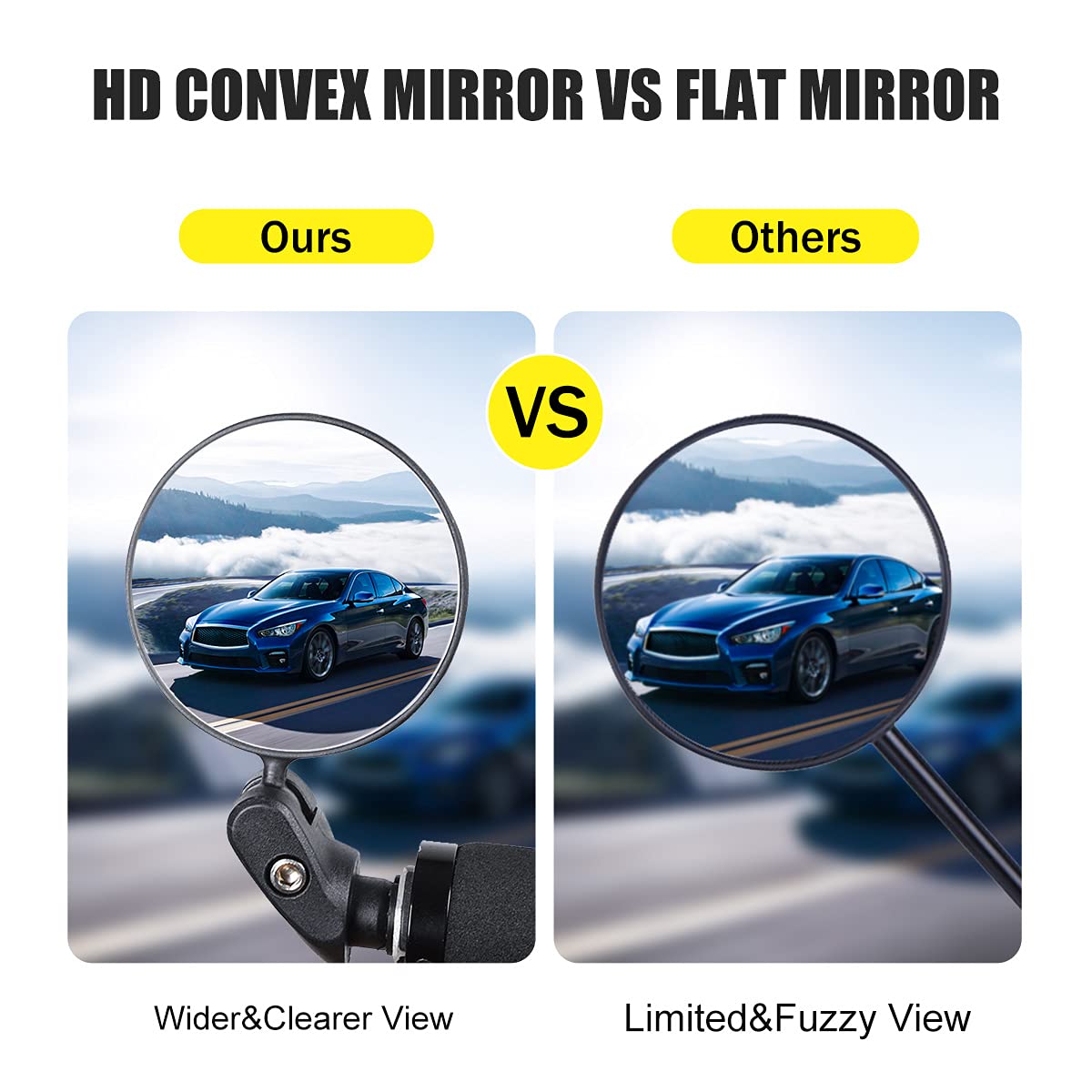 Bike Mirrors for Handlebars 2PCS,Bike Bar End Mirror,360° Rotation Adjustable Wide HD Mirror for Bike,Scratch Resistant, Safe Rearview Mirrors