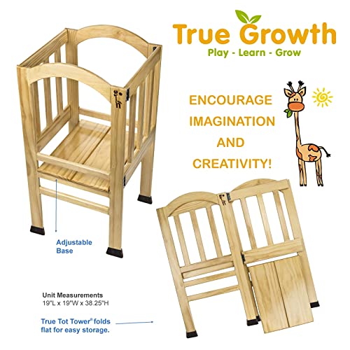 True Growth - True Tot Tower - Kids or Toddler Step Stool - Wood Construction β Varnished