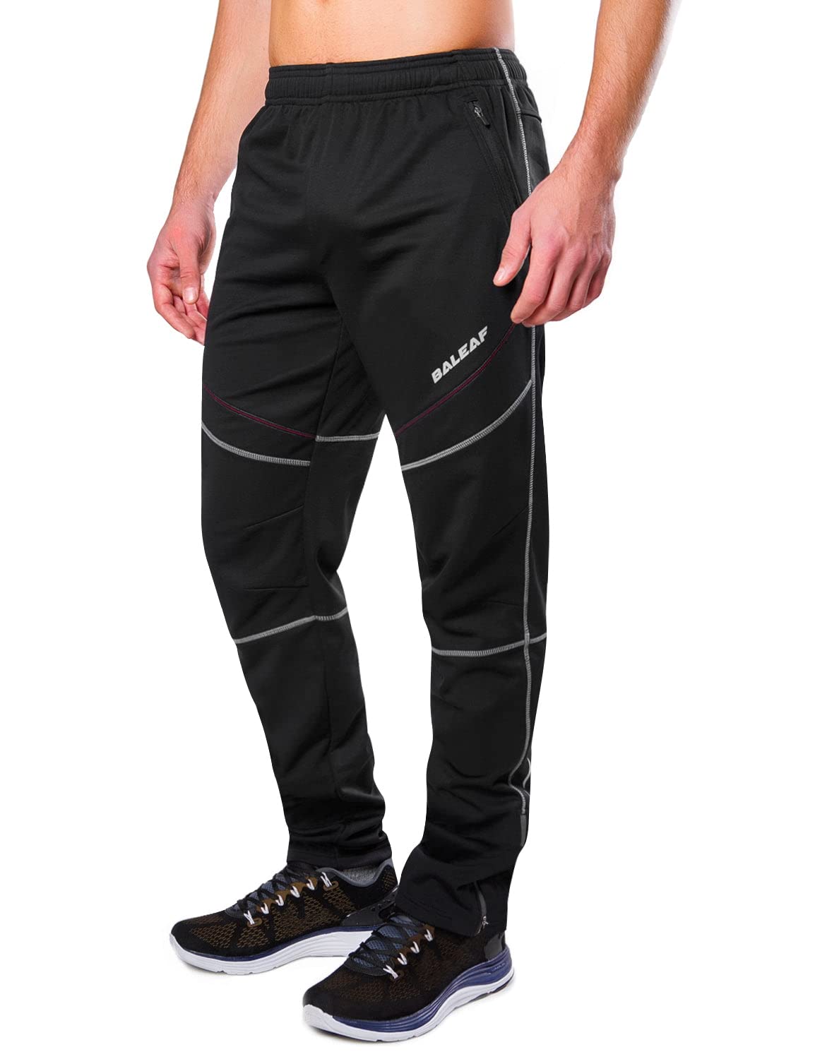 BALEAF Men's Fleece Pants Winter Cycling Pants Mountain Bike Clothing Thermal Cold Weather Running Gear Black L