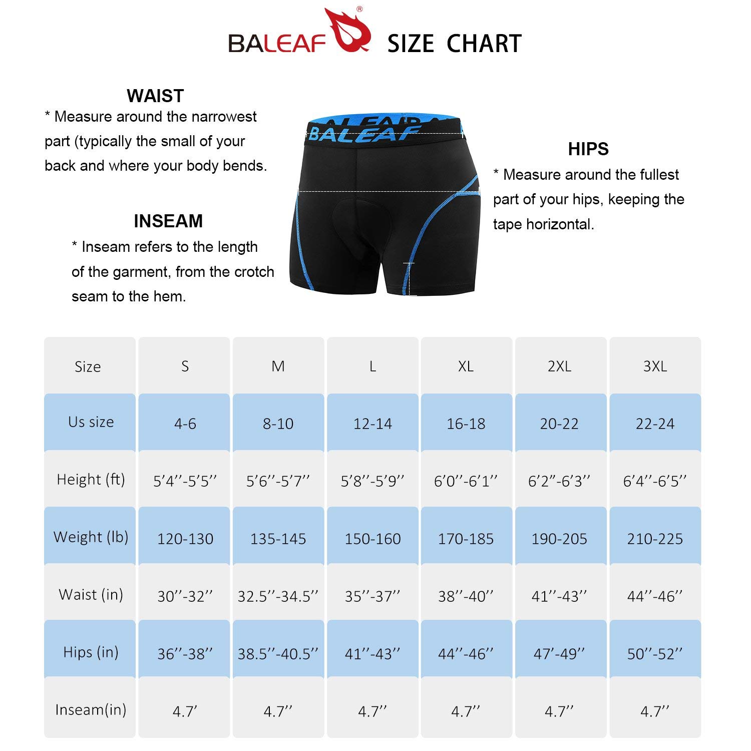 BALEAF Men's 2 Pack 3D Padded Cycling Underwear Bike Shorts with Padding Mountain Biking Bicycle Clothes MTB Liner (Blue+Grey, XXL)